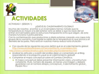 Calentamiento Global. Actividades | PPTX