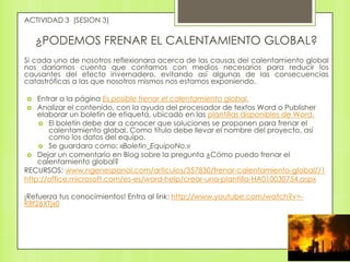 Calentamiento Global. Actividades | PPTX