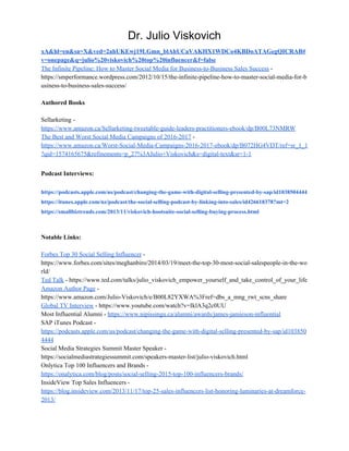 Kamloops Thompson Rivers University Professor Julio Viskovich - List of ...