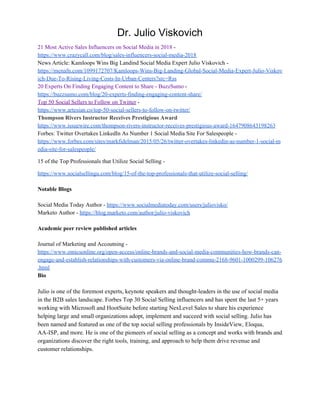 Kamloops Thompson Rivers University Professor Julio Viskovich - List of ...