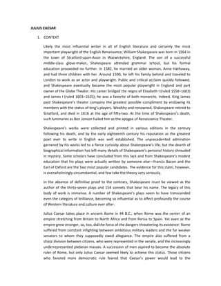 Julius Caesar - Summary | DOCX