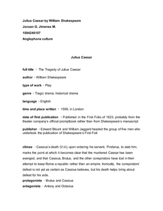 Julius caesar by william shakespeare | PDF