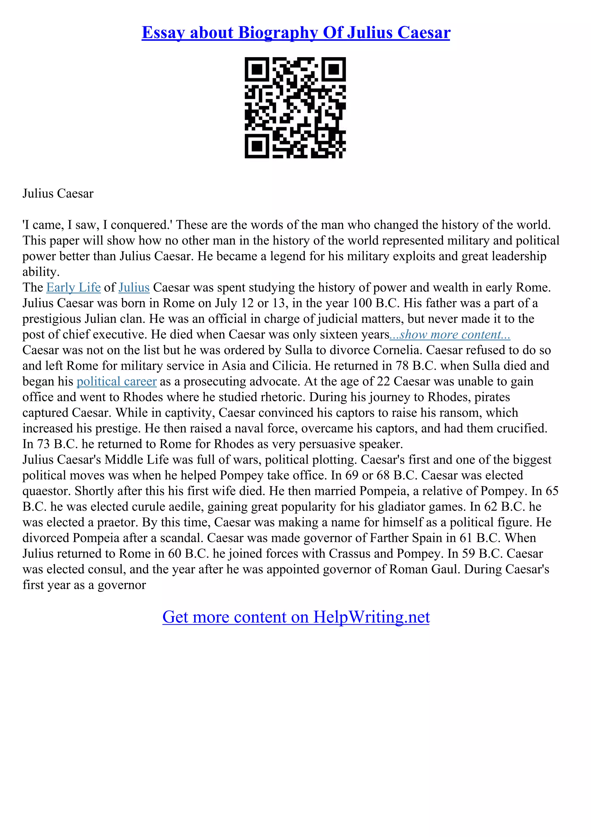 Julius Caesar Essay | PDF