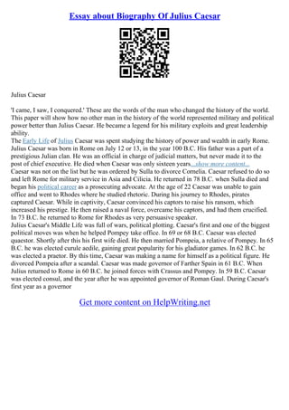Julius Caesar Essay | PDF