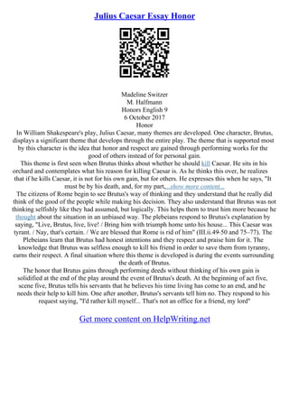 Julius Caesar Essay | PDF