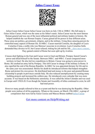 Julius Caesar Essay | PDF
