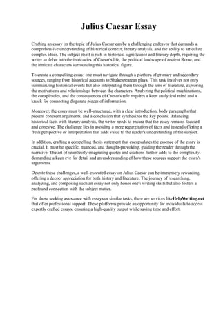 Julius Caesar Essay. Moberly Area Community College | PDF