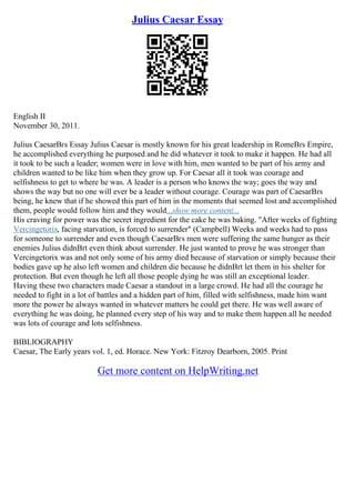 Julius Caesar Essay Questions | PDF