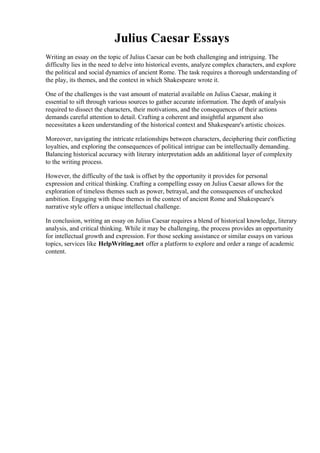 Julius Caesar Essays. Julius Caesar Essay Essay on Julius Caesar for ...