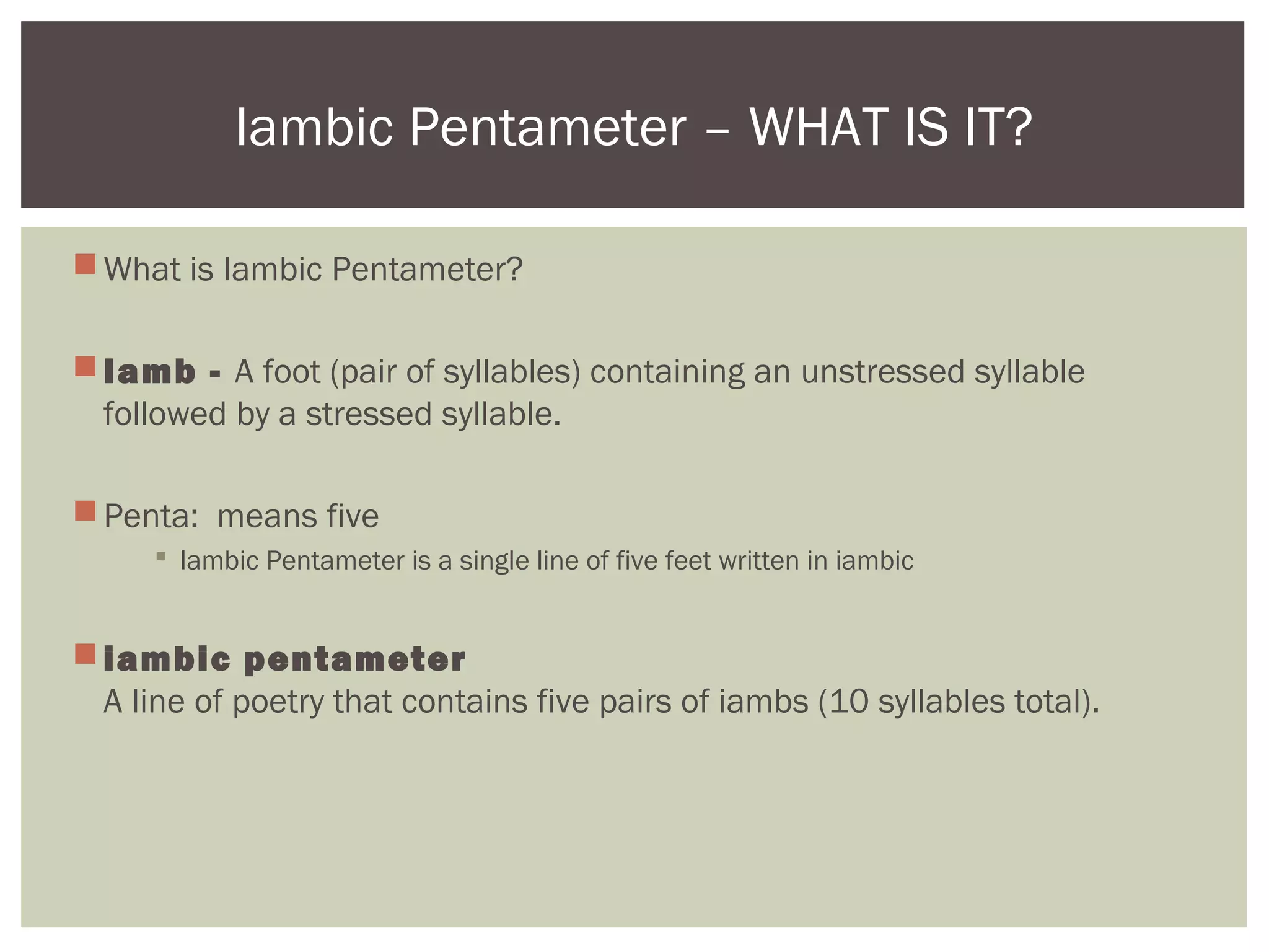 Iambic Pentameter - Julius Caesar | PPT