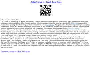 William Shakespeares Play The Tragedy Of Julius Caesar