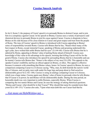 Julius Caesar Speech Analysis | PDF