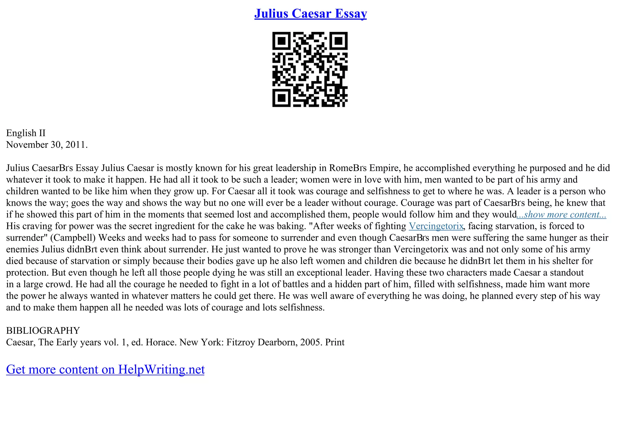 Julius Ceaser Essay | PPT | Free Download