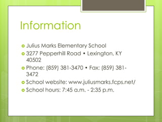 Julius Marks Elementary School | PPT