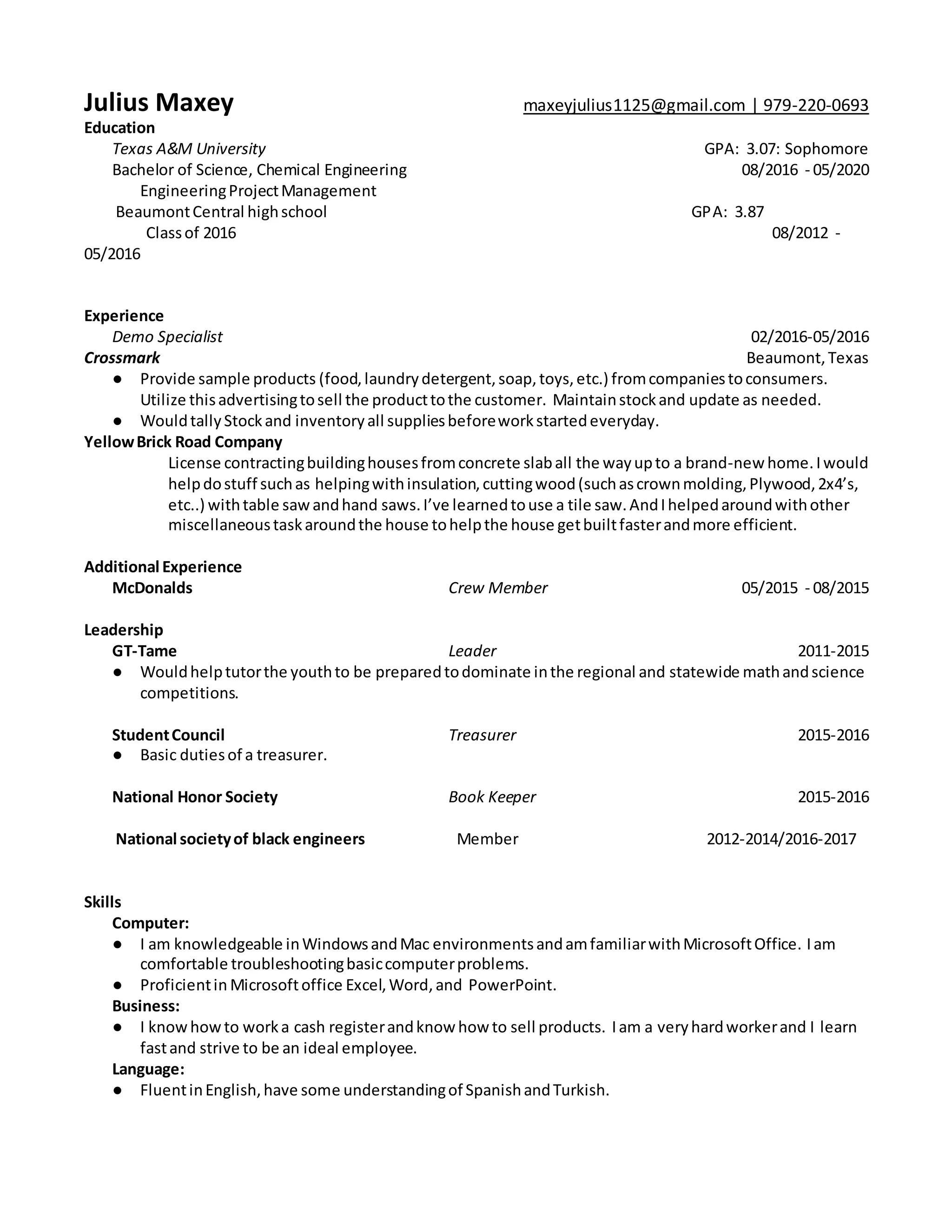 Juliusmaxey resume | DOCX