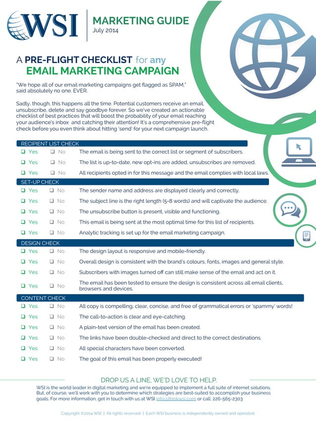 A PRE-FLIGHT CHECKLIST For An Email Marketing Campaign | PDF