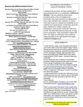 Families & Friends of Murder Victims July 2013 newsletter | PDF