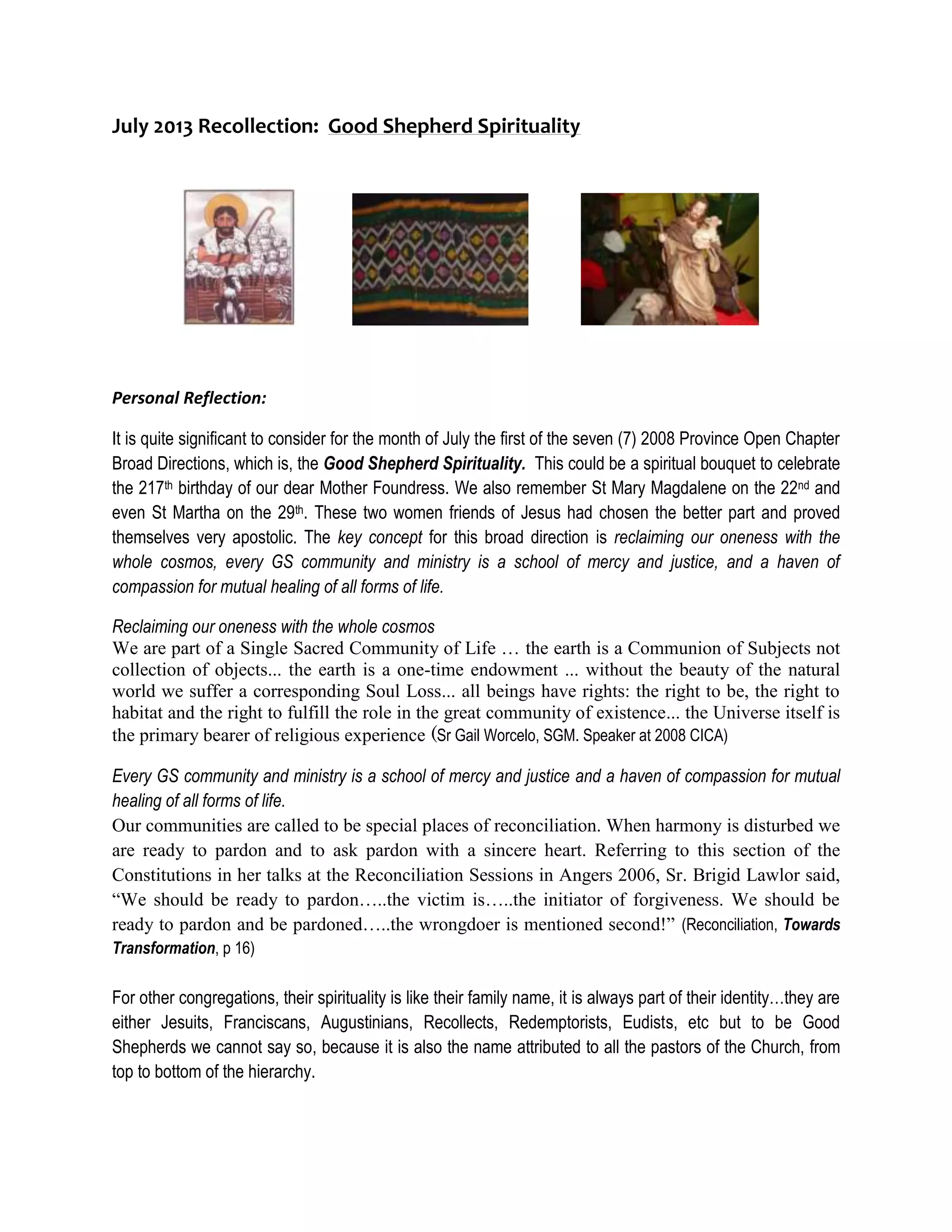 July 2013 recollection 1 good shepherd spirituality | DOCX