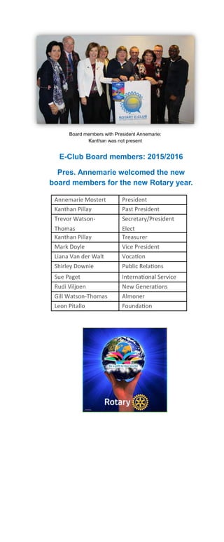 Rotary E Club 9400 July 2015 Newsletter | PDF