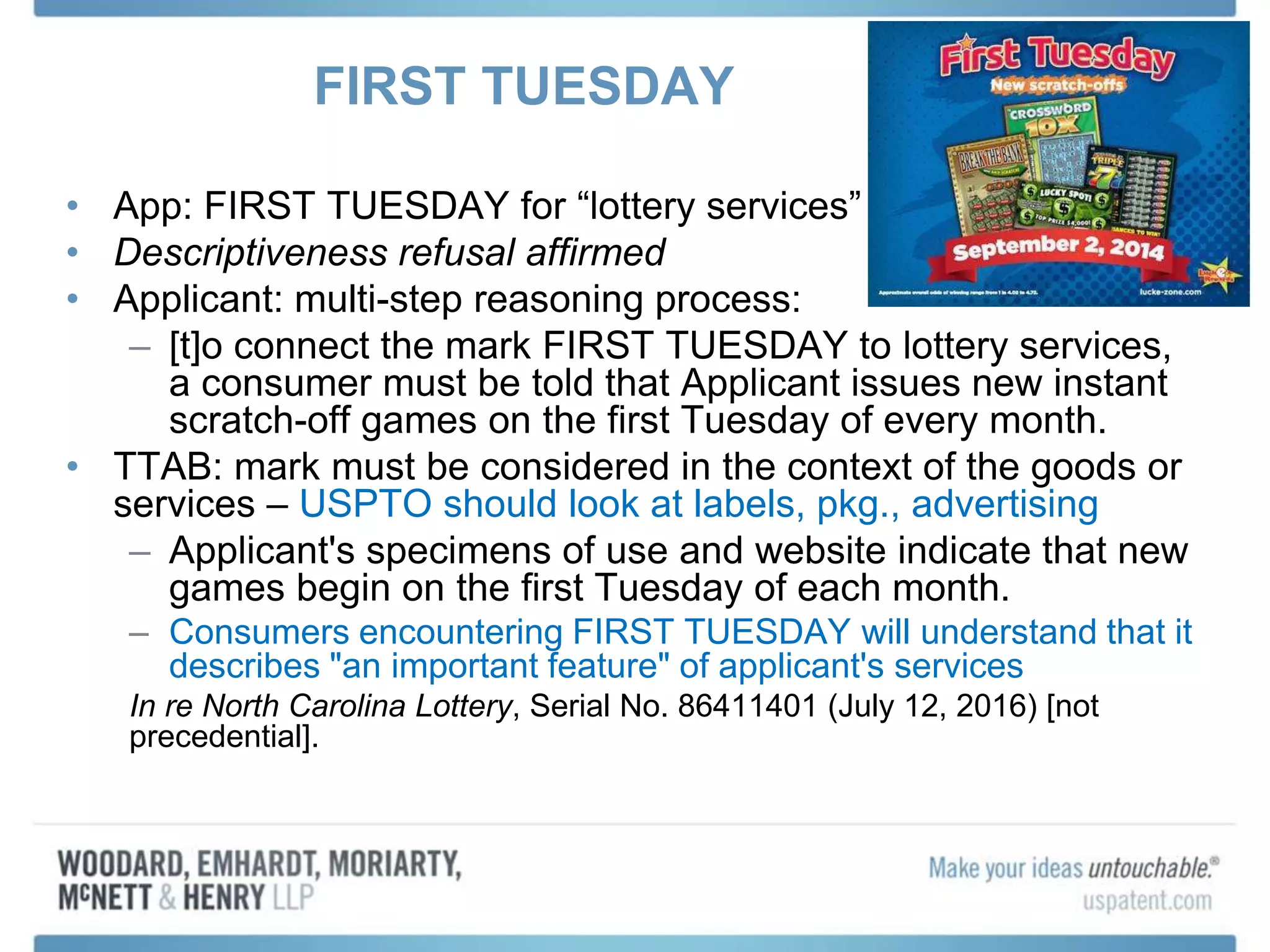 July 2016 Trademark Prosecution Lunch Update | PPT