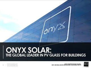 Onyx Solar: Photovoltaic Glass for Buildings | PDF