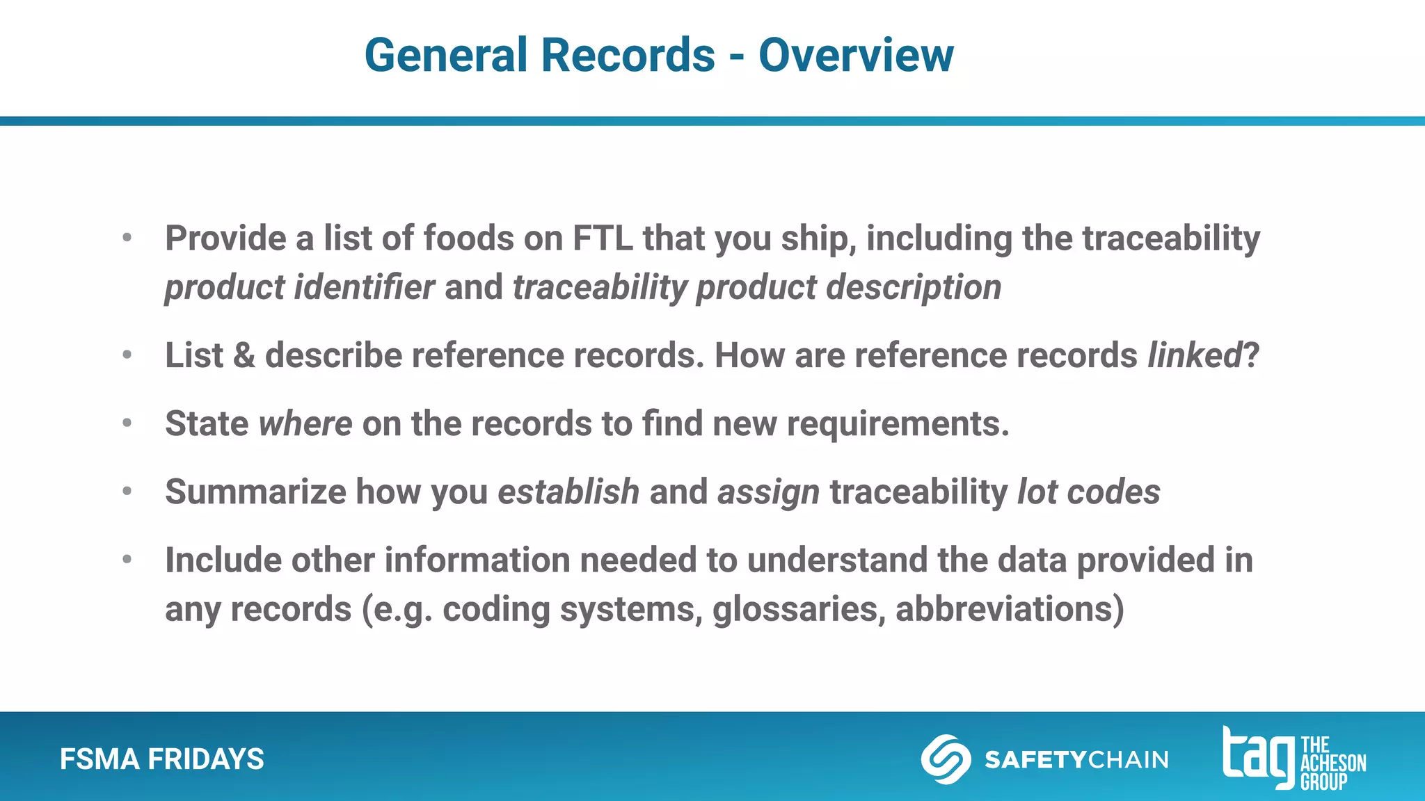 FSMA Fridays: Updates on FSMA Section 204(d) FDA’s Proposed Rule for ...
