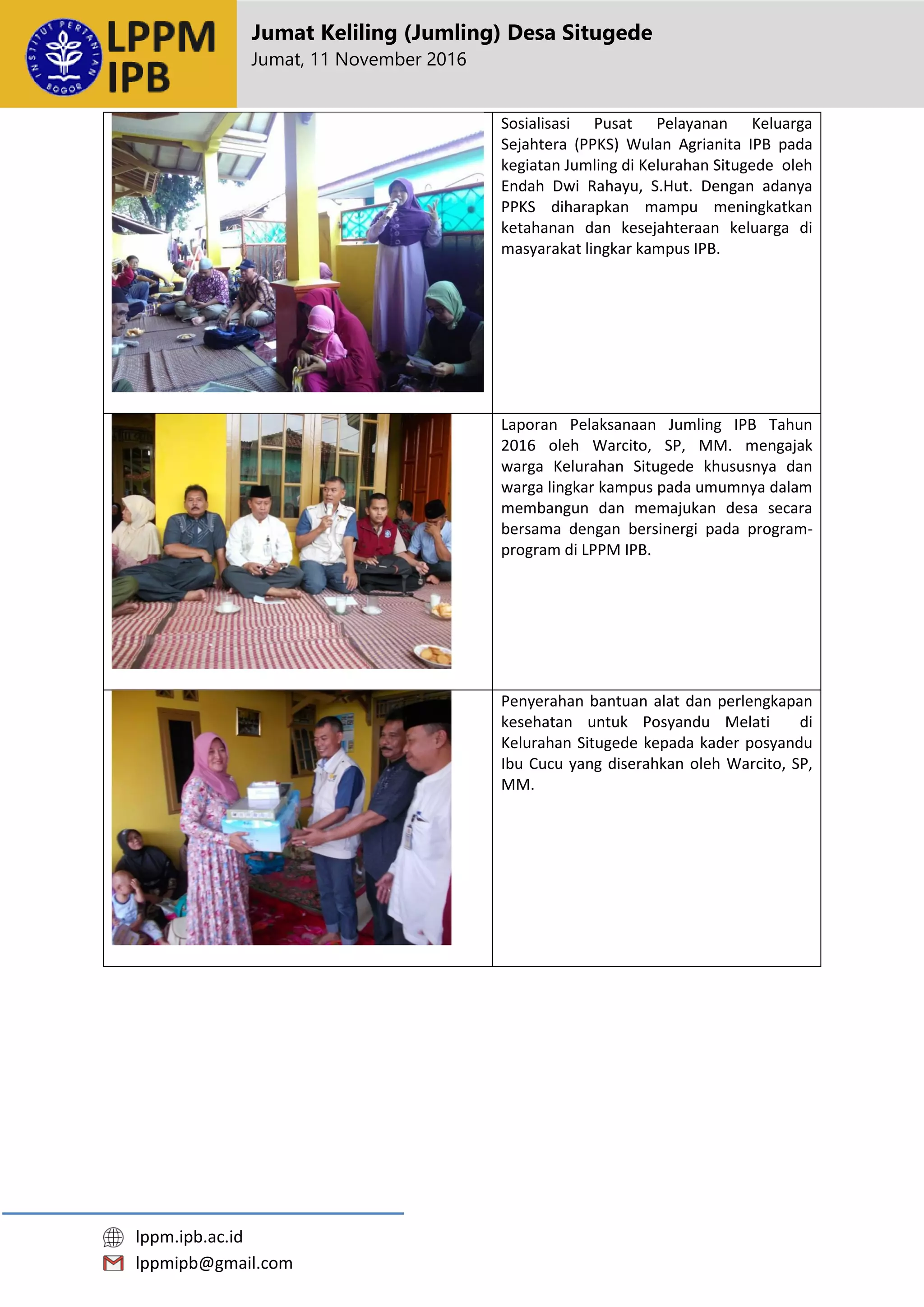 Jumat Keliling (Jumling) Desa Situgede, LPPM IPB | PDF