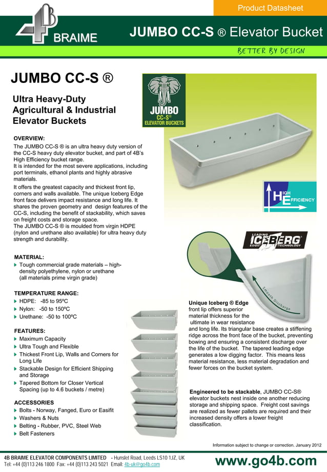Jumbo CC-S Elevator Buckets | PDF | Commodities | Economy