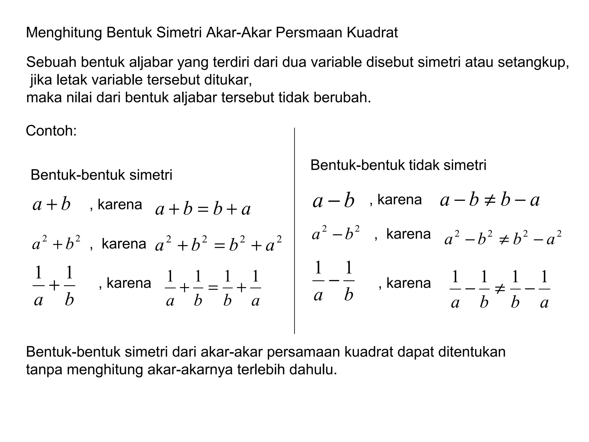 Jumlah dan hasil kali akar akar pers kuadrat | PPT