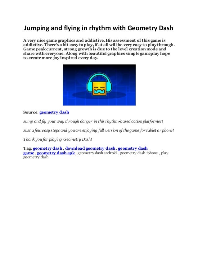 Jumping and flying in rhythm with Geometry Dash