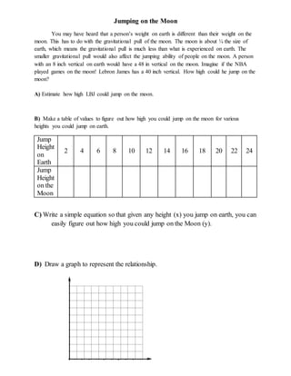 Jumping on the moon activity | DOCX