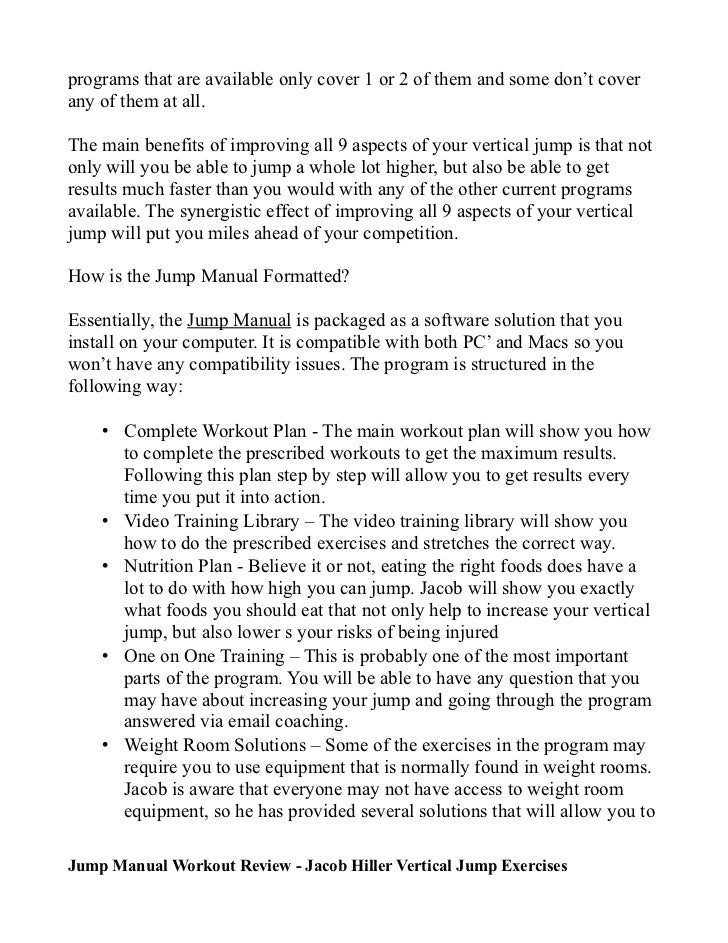 Jump Manual Workout Review - Jacob Hiller Vertical Jump Exercises