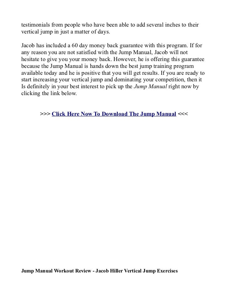 Jump Manual Workout Review - Jacob Hiller Vertical Jump Exercises