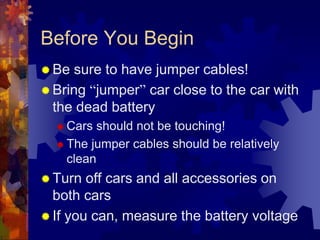 How to Jump-start a car using jump leads | PPT
