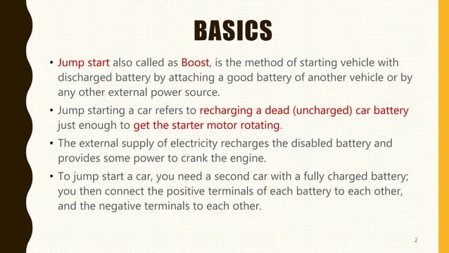 Jump starting a vehicle | PPTX