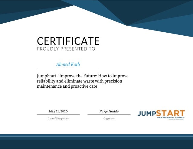 Certificate of Completion "Jump start improve the future- how to impr…