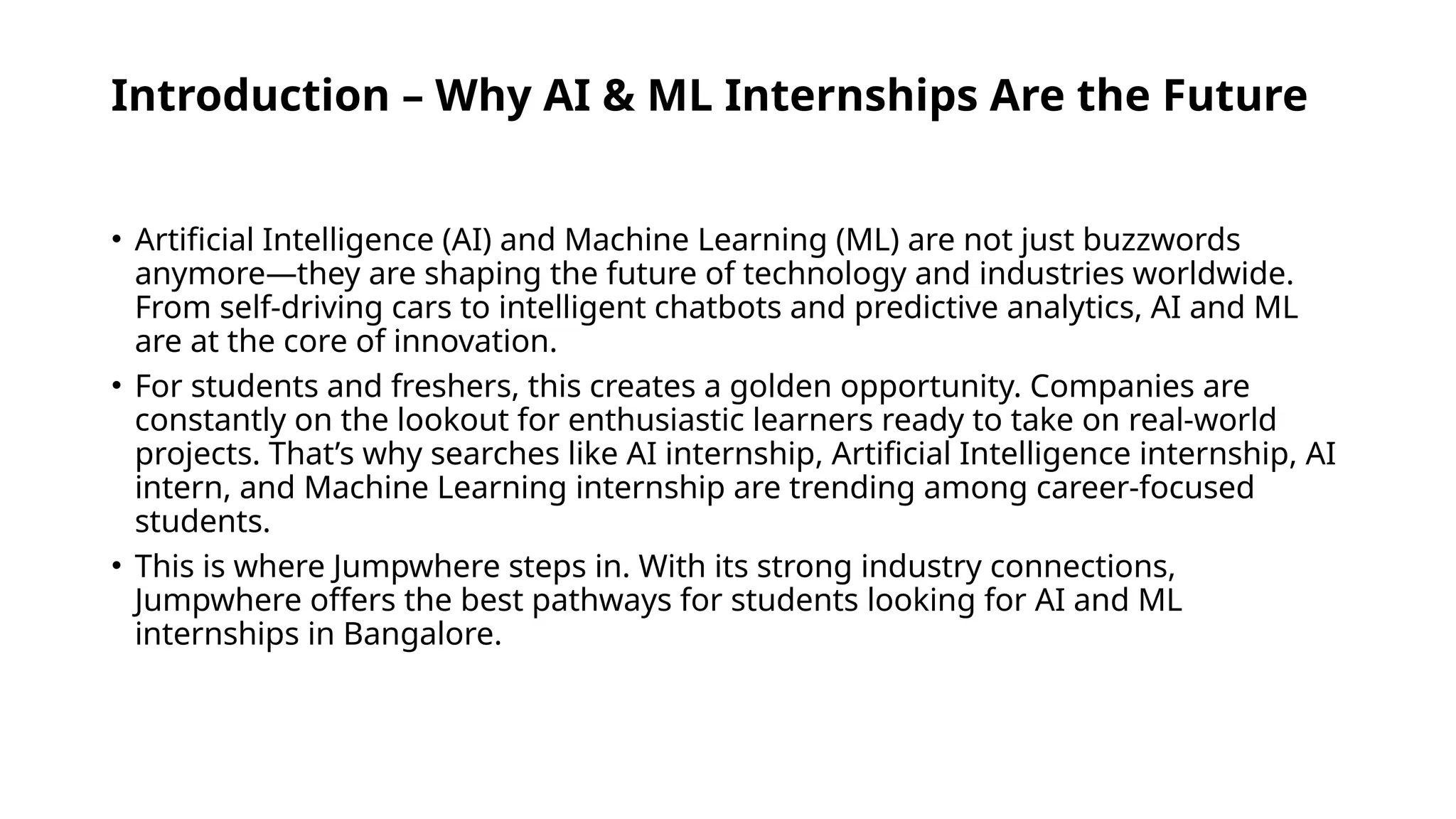 Jumpwhere — Your Gateway to AI & Machine Learning Internships in ...