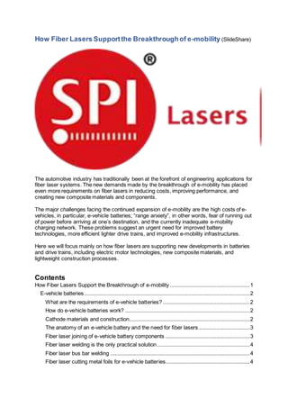 How Fiber Lasers Support the Breakthrough of e-mobility | PDF