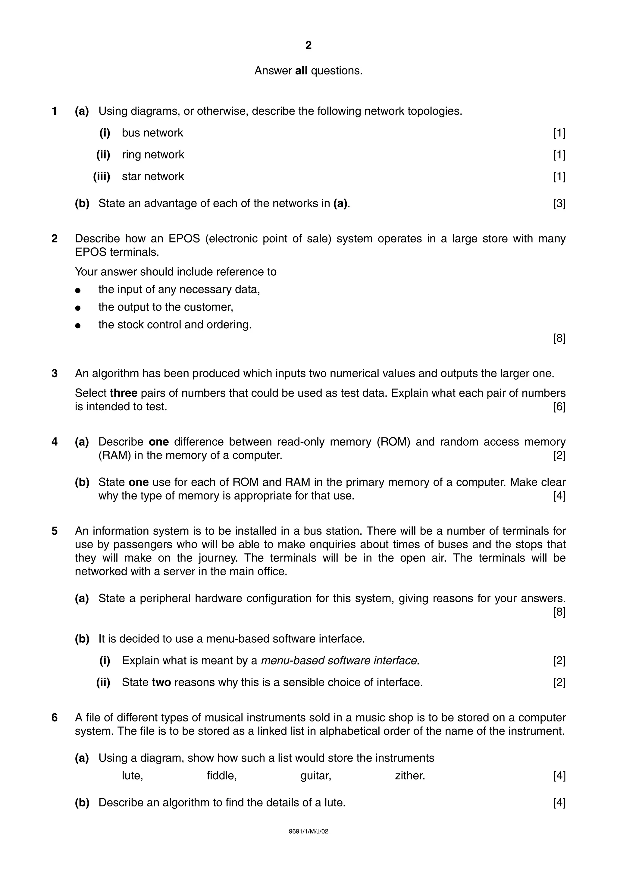 Computing Paper 1 9691 1 May June 2002 General Certificate Of