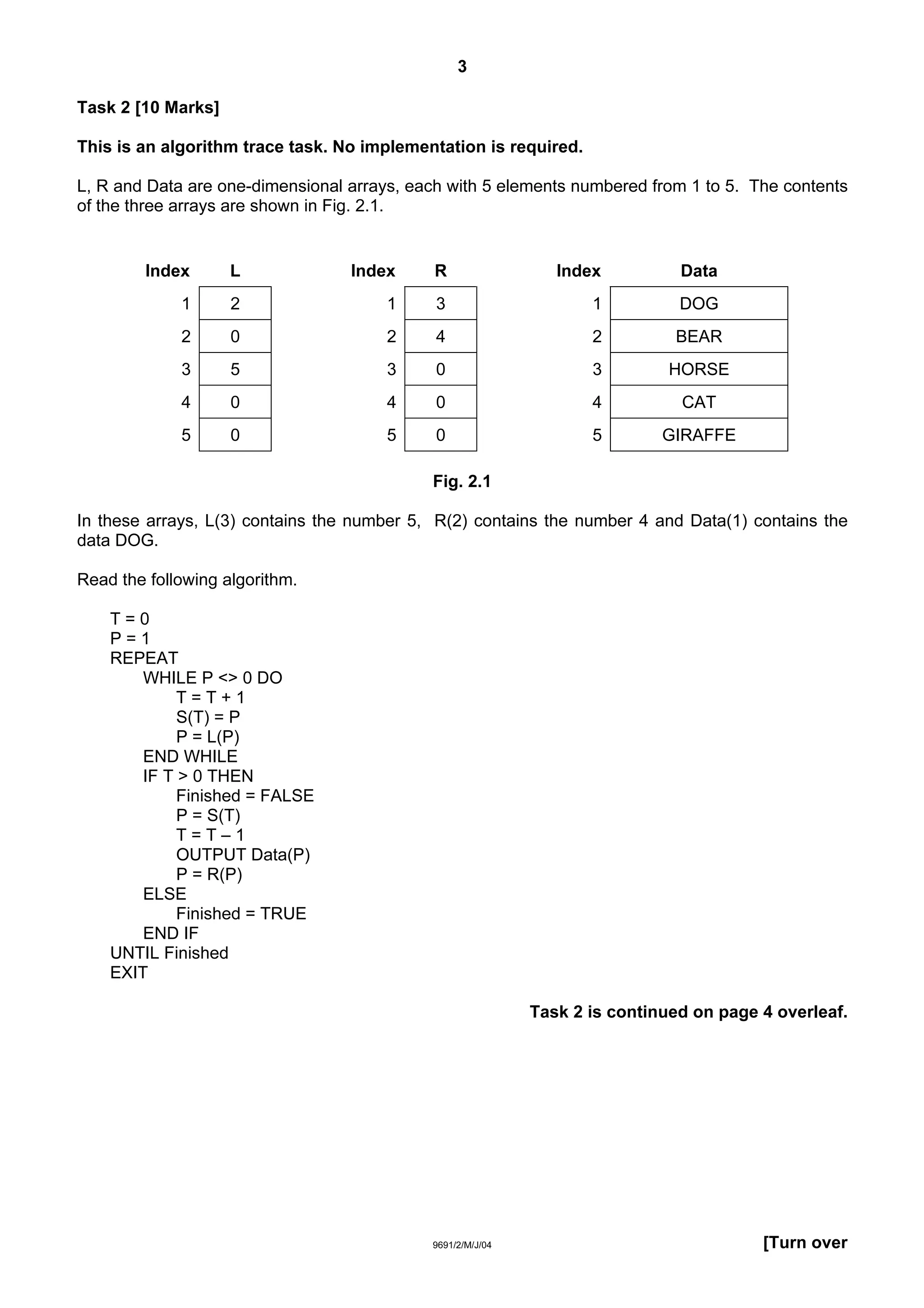 Computing Paper 2 Practical Tests may june 2004 general certificate of ...