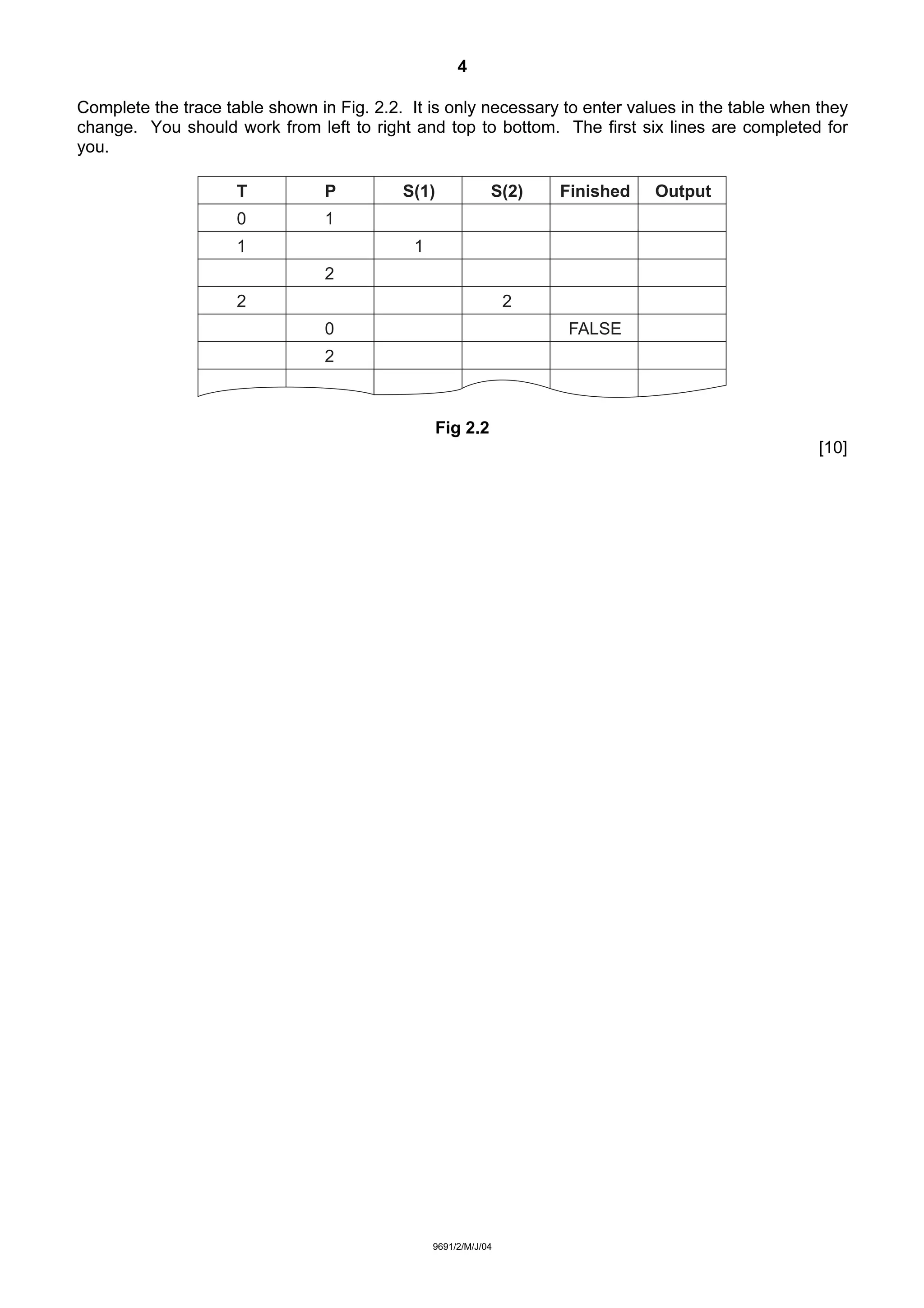 Computing Paper 2 Practical Tests may june 2004 general certificate of ...