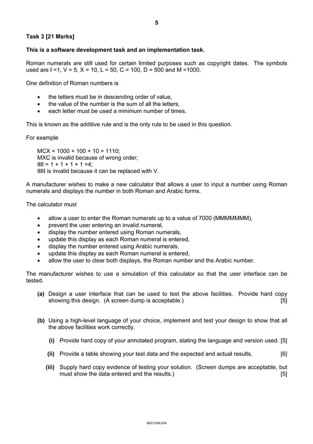 Computing Paper 2 Practical Tests may june 2004 general certificate of ...