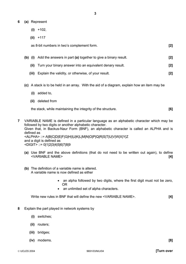 Computer paper 3 may june 2004 9691 cambridge General Certificate of ...