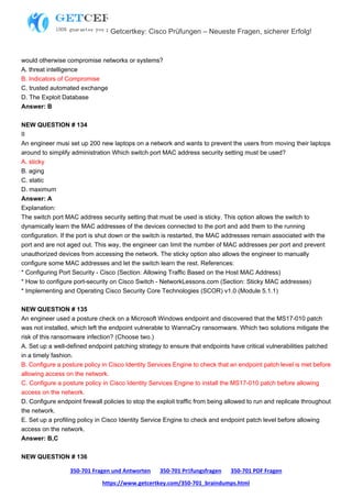 Comprehensive Cisco 350-701 Exam Prep: Security Core Technologies Q&A | PDF