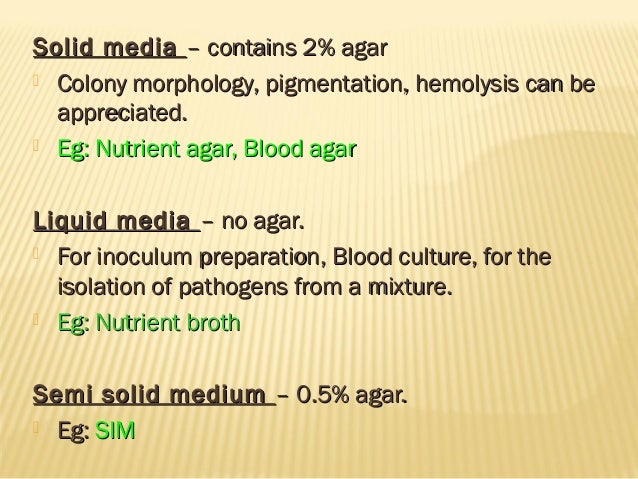 CULTURE MEDIA USED IN MICROBIOLOGY