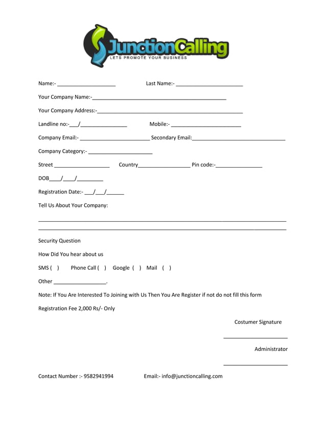 Junction calling form | PDF
