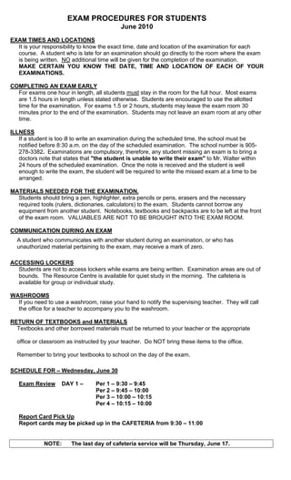 June 2010-exam-schedule | PDF