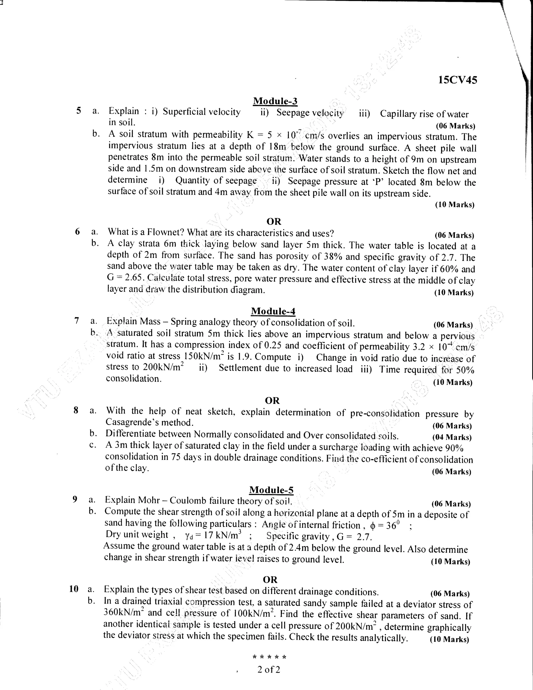 4th Semester Civil Engineering Question Papers June/july 2018 | PDF