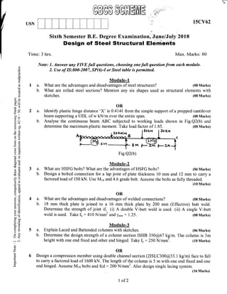 6th Semester Civil Engineering Question Papers June/july 2018 | PDF