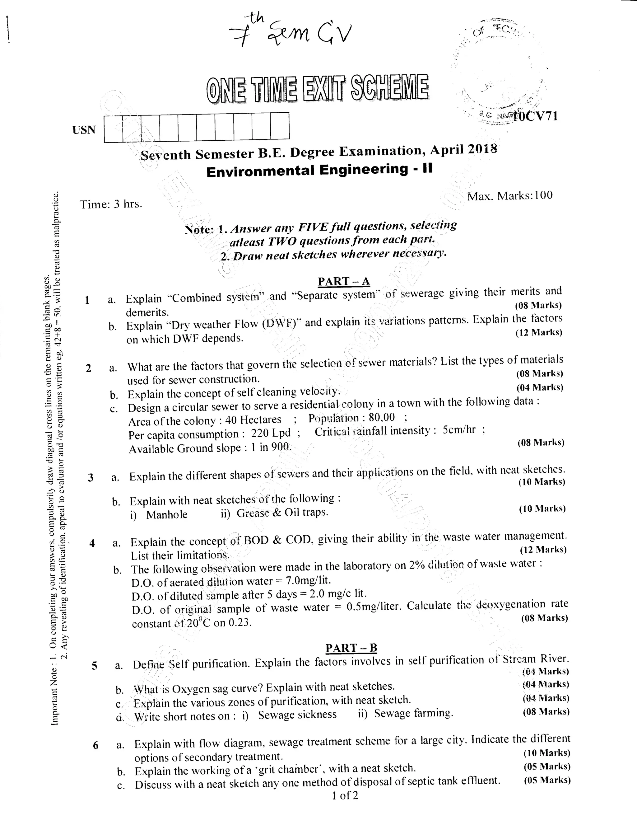7th Semester Civil Engineering Question Papers June/july 2018 | PDF ...